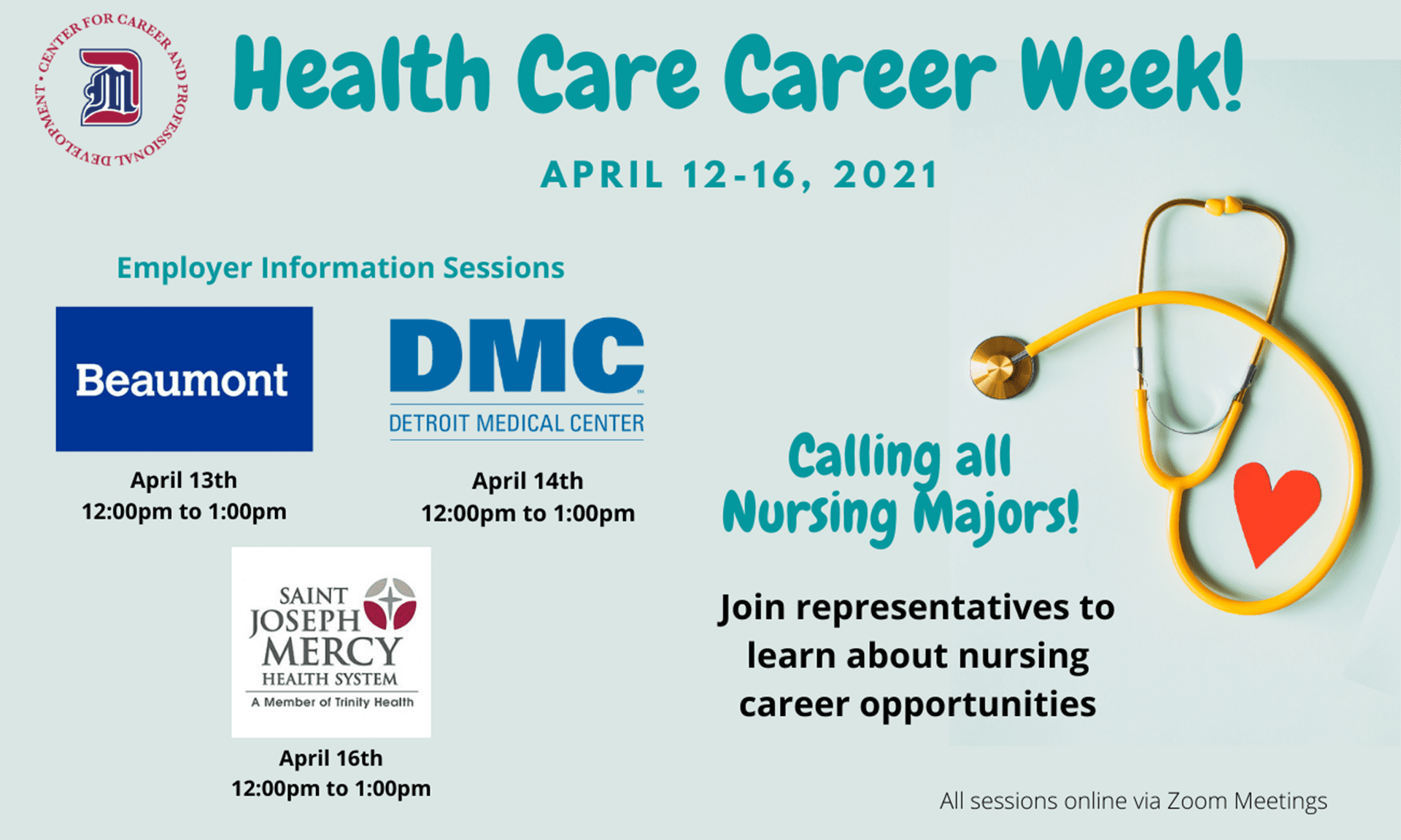 Health Care Career Week for all nursing students – Detroit Mercy Campus ...